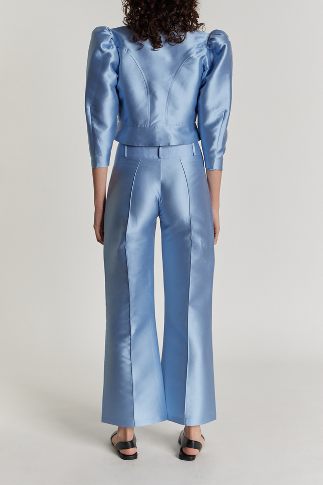 NIAGARA BLUE Satin Flared Pants – DESTREE
