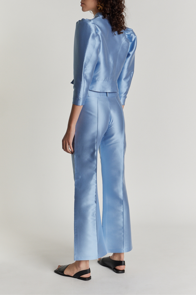 NIAGARA BLUE Satin Flared Pants – DESTREE