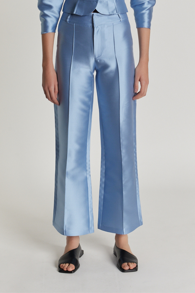 NIAGARA BLUE Satin Flared Pants – DESTREE
