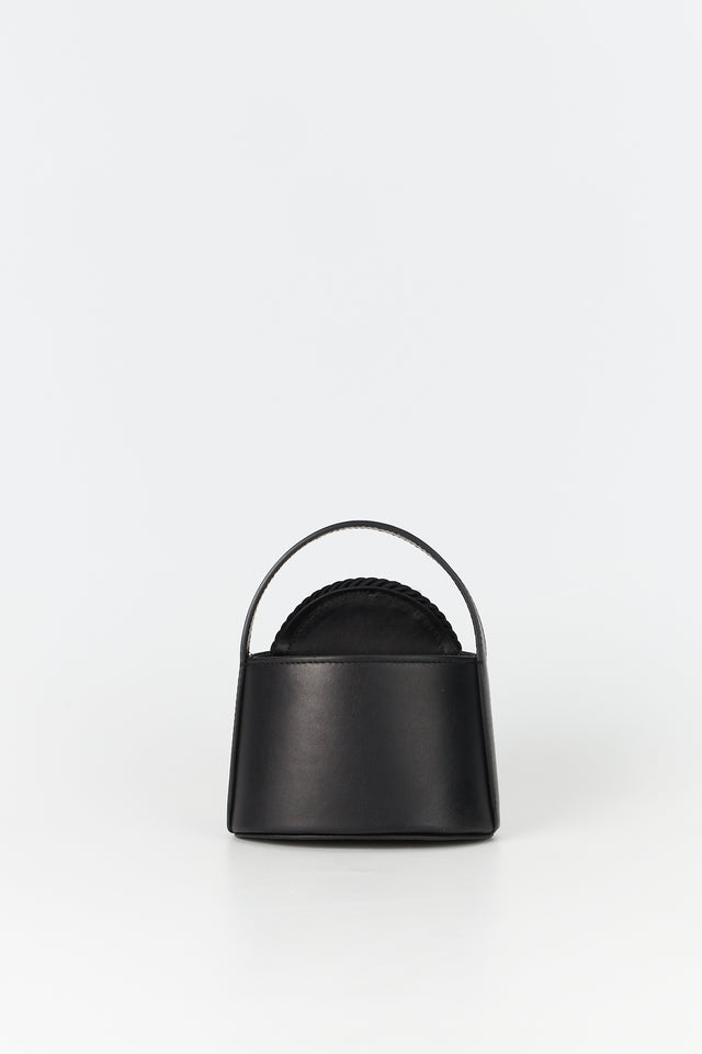 Black mini leather bag with passementerie details – DESTREE