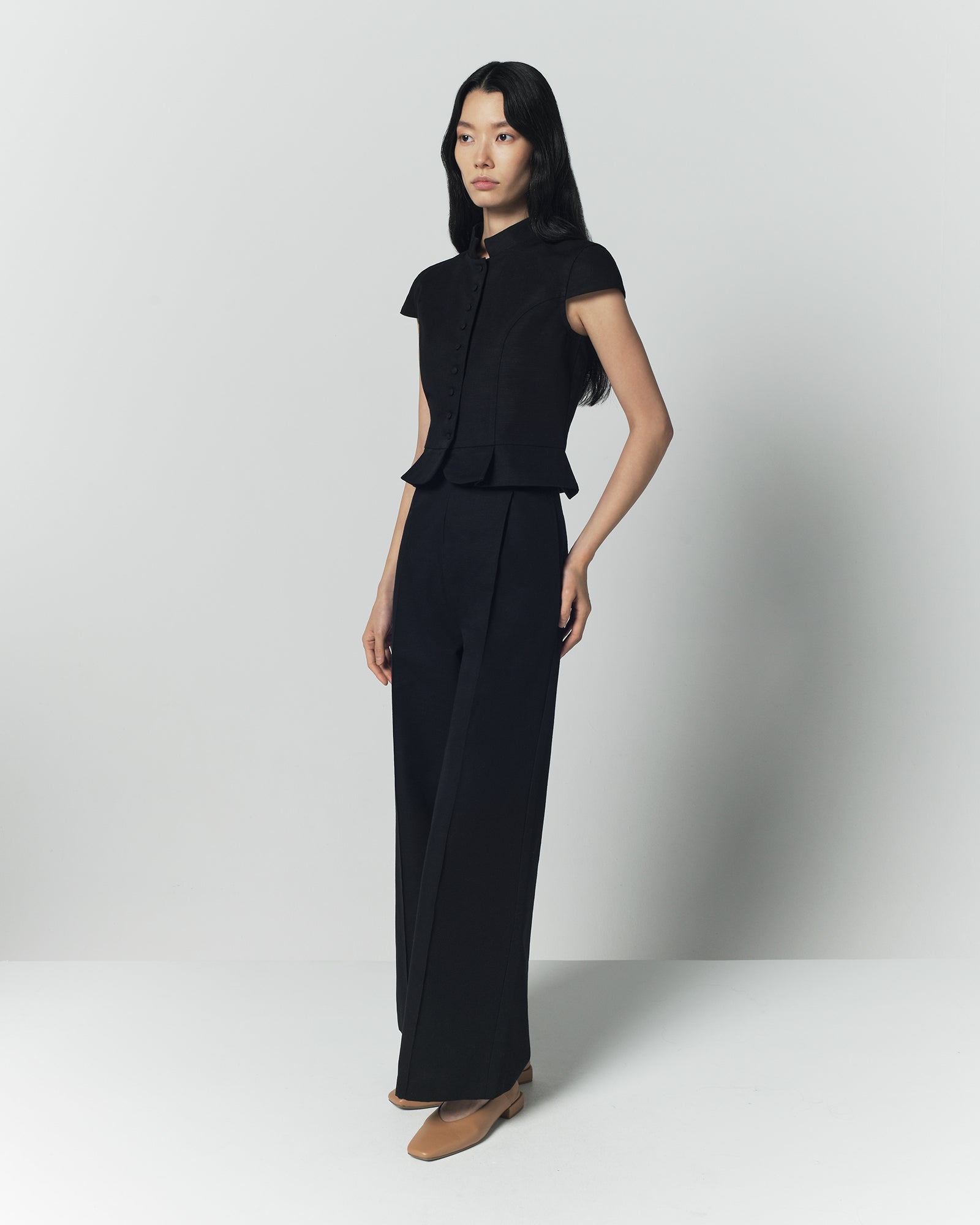 Black cotton tailored pants – DESTREE